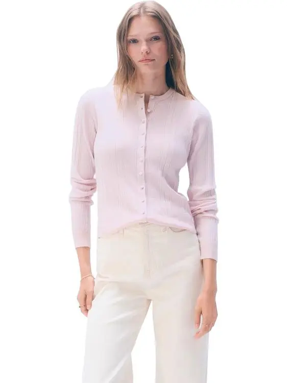 WHITE & WARREN Superfine Merino Wool Cardigan - Pink