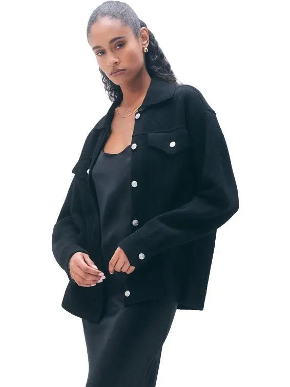 WHITE & WARREN Cashmere Blend Chore Jacket - Black