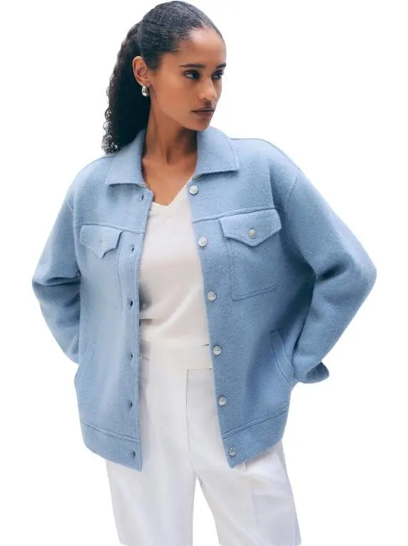 WHITE & WARREN Cashmere Blend Chore Jacket - Denim