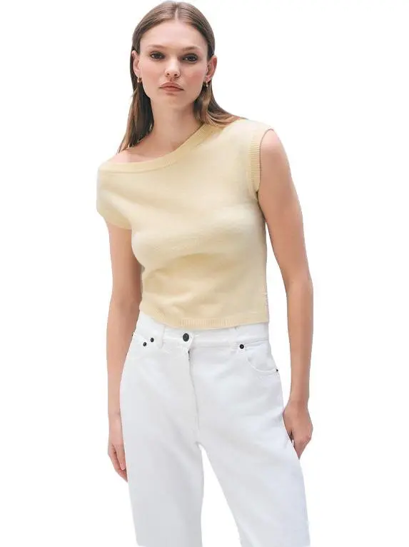 WHITE & WARREN Cashmere Off Shoulder Top - Natural