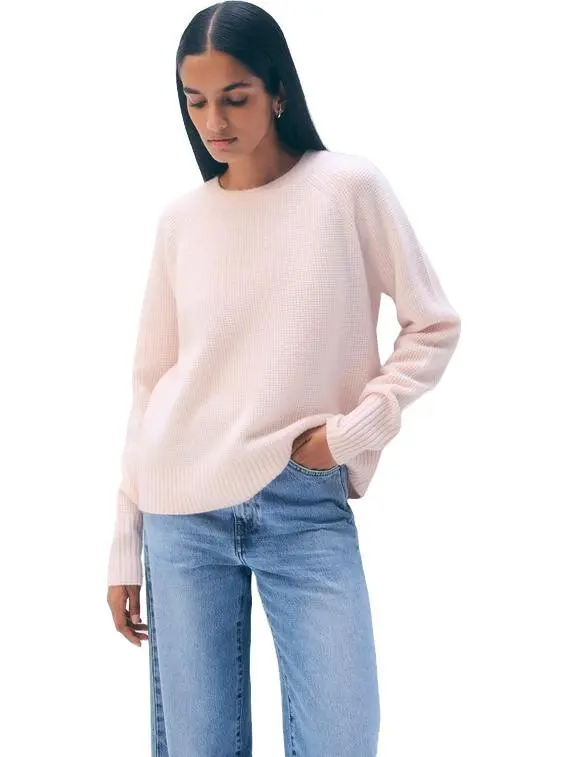 WHITE & WARREN Cashmere Waffle Sweatshirt - Pink