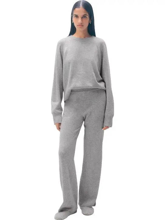WHITE & WARREN Cashmere Wide Leg Pant - Grey