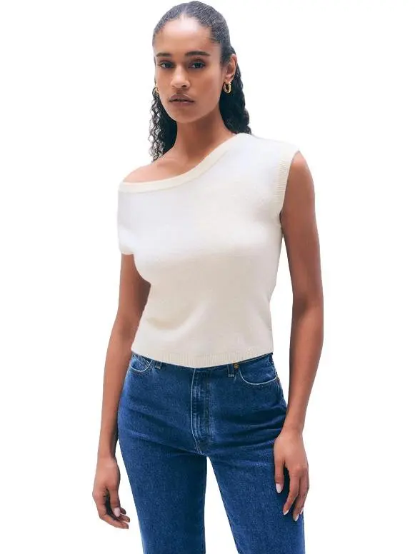 WHITE & WARREN Cashmere Off-shoulder Top - White