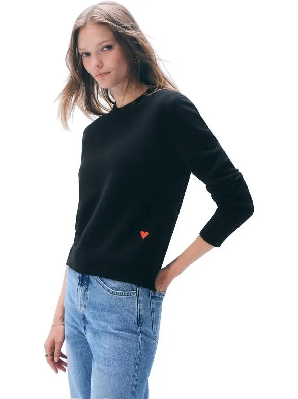 WHITE & WARREN Cashmere Heart Crewneck - Red