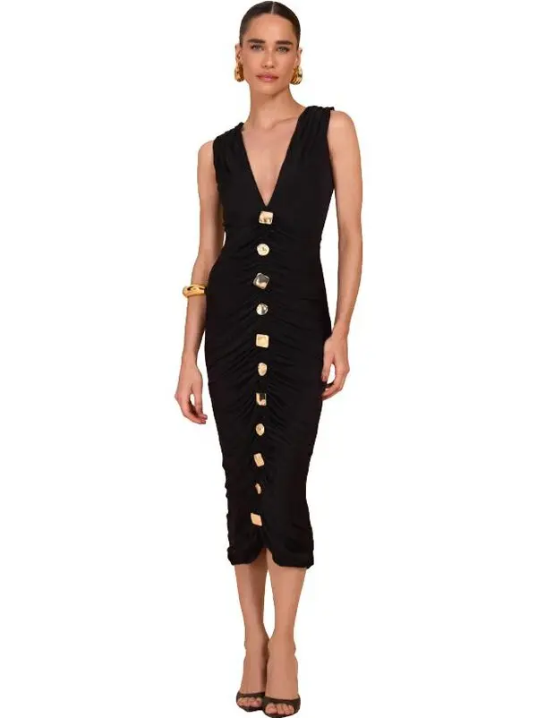 PatBO Moonlit Jersey Midi Dress - Gold