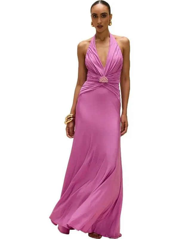 PatBO Gisele Jersey Back Slit Maxi Dress - Purple