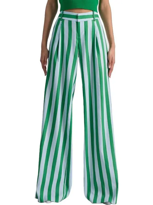 Alice + Olivia Eric Wide Leg Trouser - Stripe