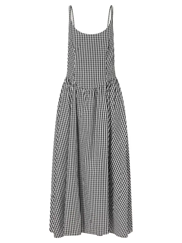 Faithfull The Brand Chiara Gingham Cotton Midi Dress - Black