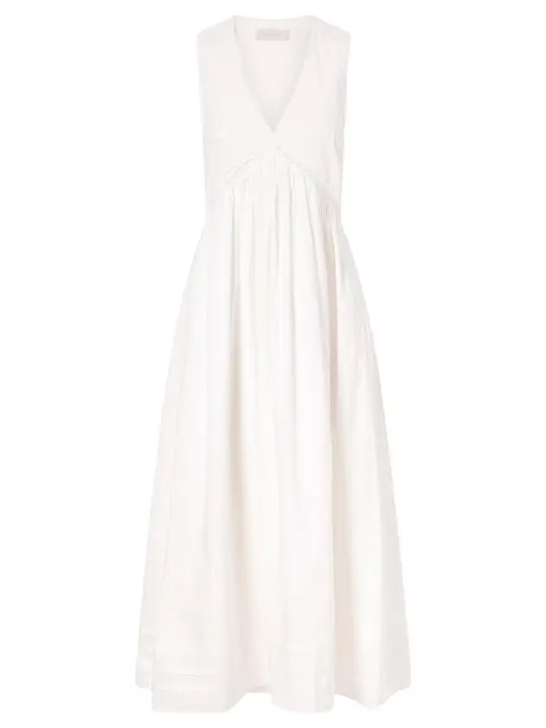 Faithfull The Brand Fiora Lace-trimmed Cotton Midi Dress - White