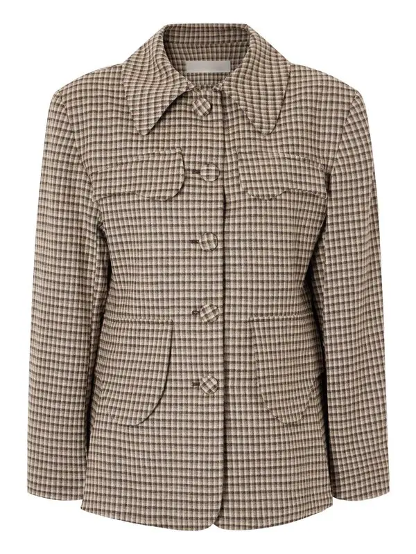 DESTREE Tamara Plaid Wool-blend Blazer - Brown