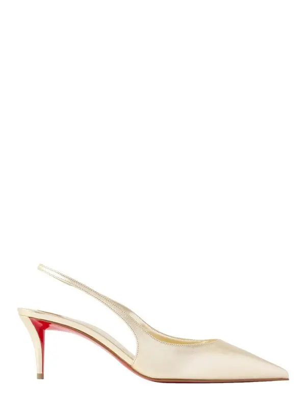 CHRISTIAN LOUBOUTIN Miss Z Metallic Leather Slingback Pumps - Gold