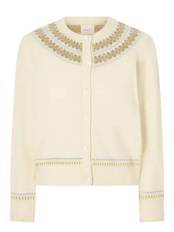 DÔEN Olympe Jacquard-knit Wool-blend Cardigan - Yellow