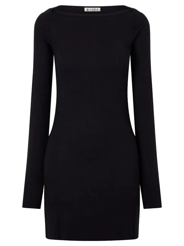 Eterne Ribbed Jersey Mini Dress - Black