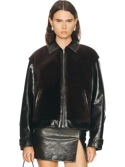 Miu Miu Vitello Leather Jacket - Nero