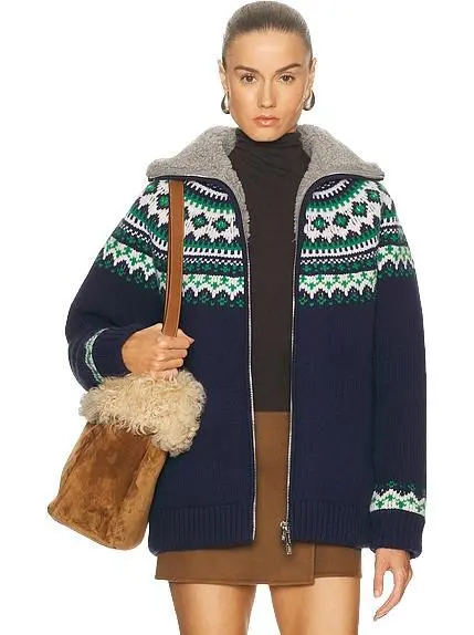 Miu Miu Wool Fairisle Sweater - Navy