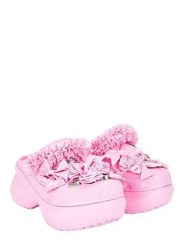 Balenciaga X Crocs Embellished Platform Clogs - Light Pink