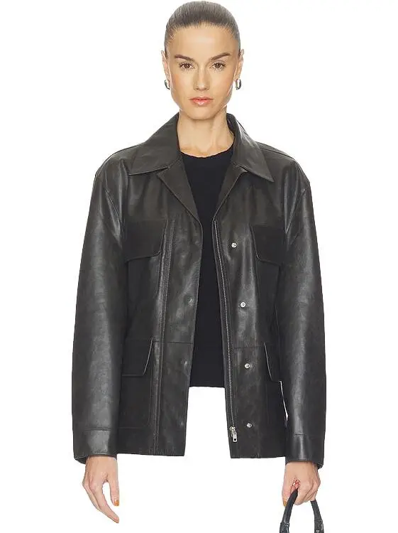 GRLFRND Dara Leather Jacket - Dark Brown