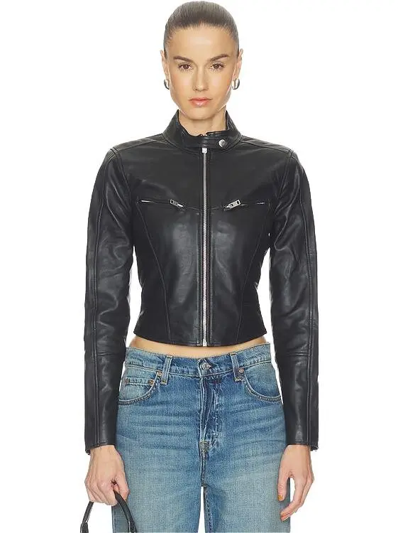 GRLFRND Danica Leather Racer Jacket - Black