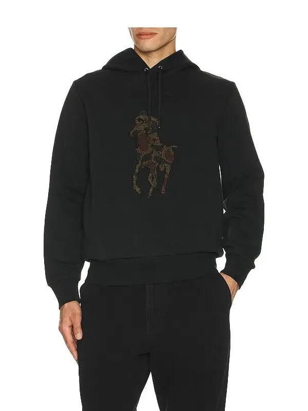 Polo Ralph Lauren Long Sleeve Double Knit Tech Hoodie With Camo Pony - Black