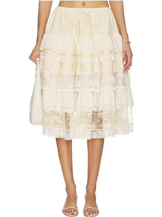 YUHAN WANG Tiered Lace Ruffle Skirt - Multi