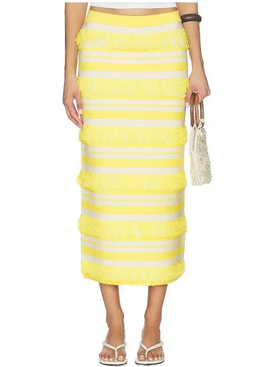 Simkhai Lula Knit Midi Skirt - Solar Stripe