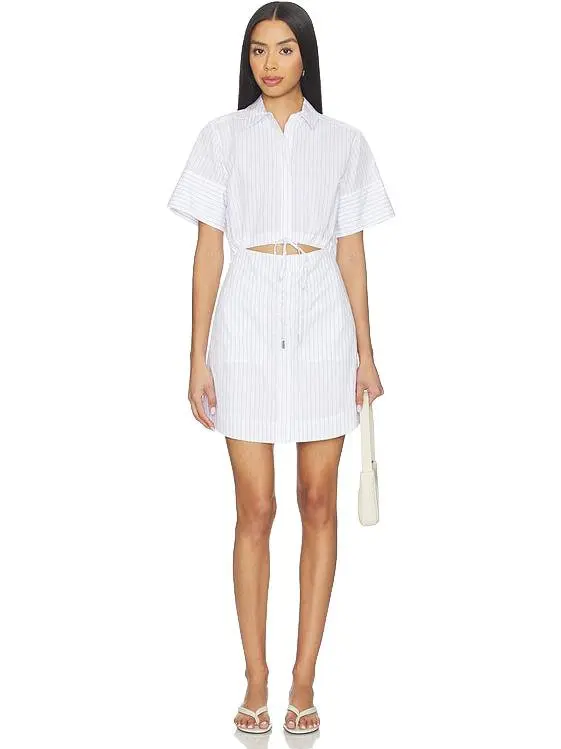 Simkhai Marcy Cotton Mini Shirt Dress - White Stripe
