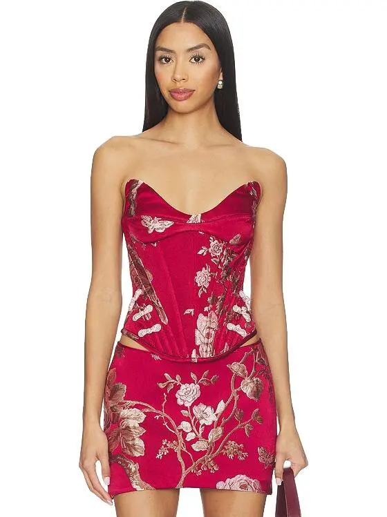 SAU LEE Nico Strapless Top - Red Sangria