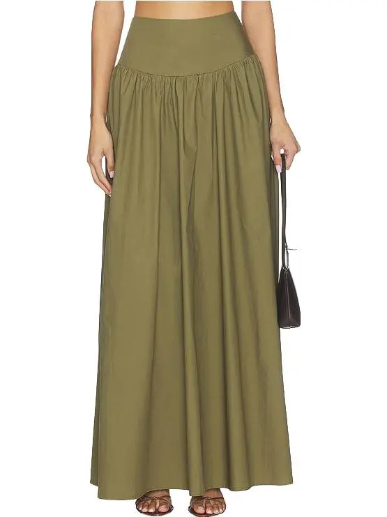 Susana Monaco Poplin Drop Waist Skirt - Olive Green