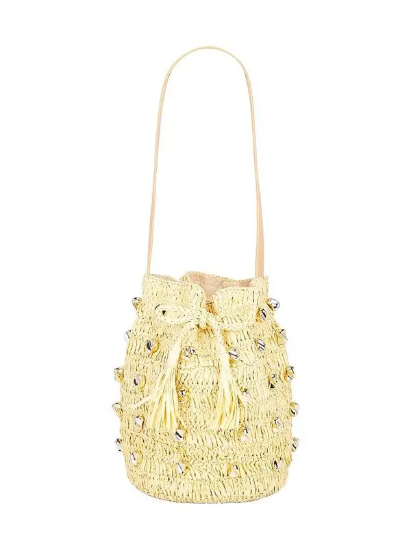 BTB LOS ANGELES Studded Galia Bucket Bag - Natural