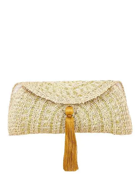 FLORABELLA Navagio Abaca Clutch - Natural & Gold