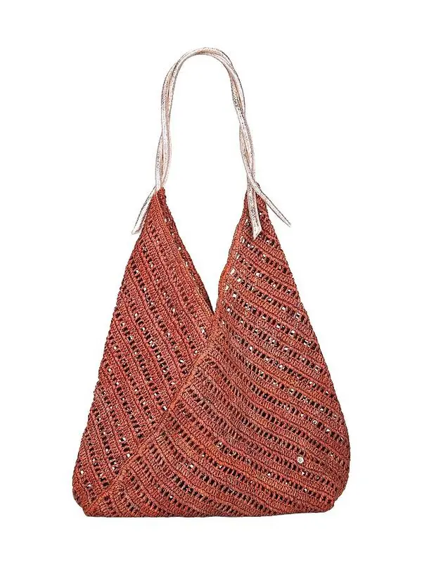 FLORABELLA Panama Crochet Raffia And Leather Tote Bag - Linda & Rose Gold