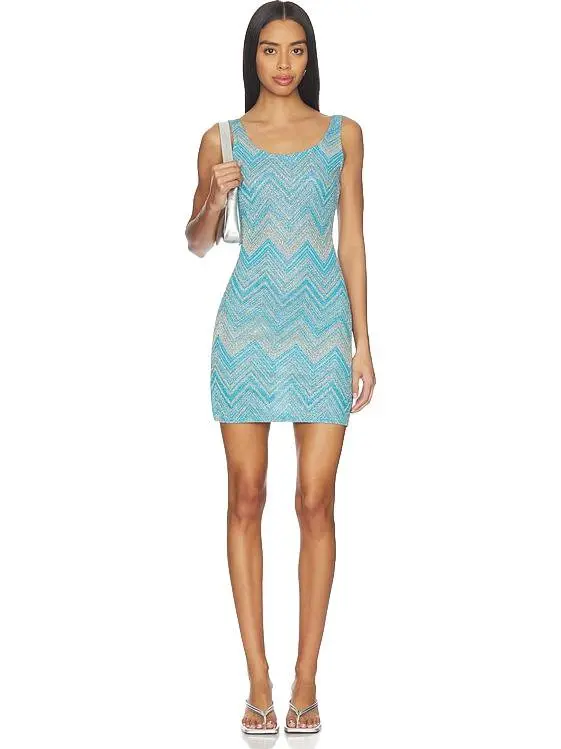Luli Fama Bodycon Tank Mini Dress - Multi Blue
