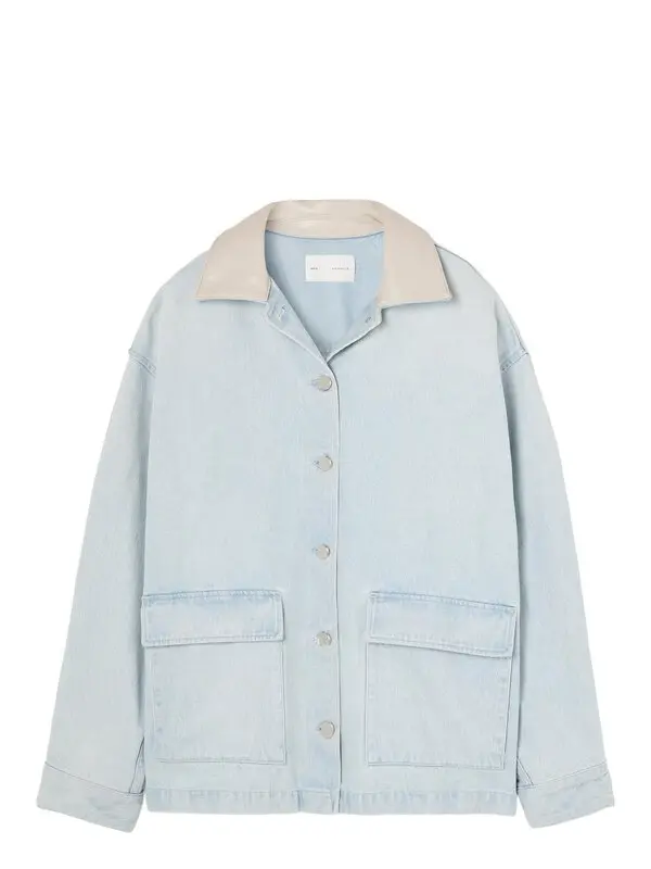 AGOLDE Maria Mcmanus Oversized Leather-trimmed Denim Jacket - Blue