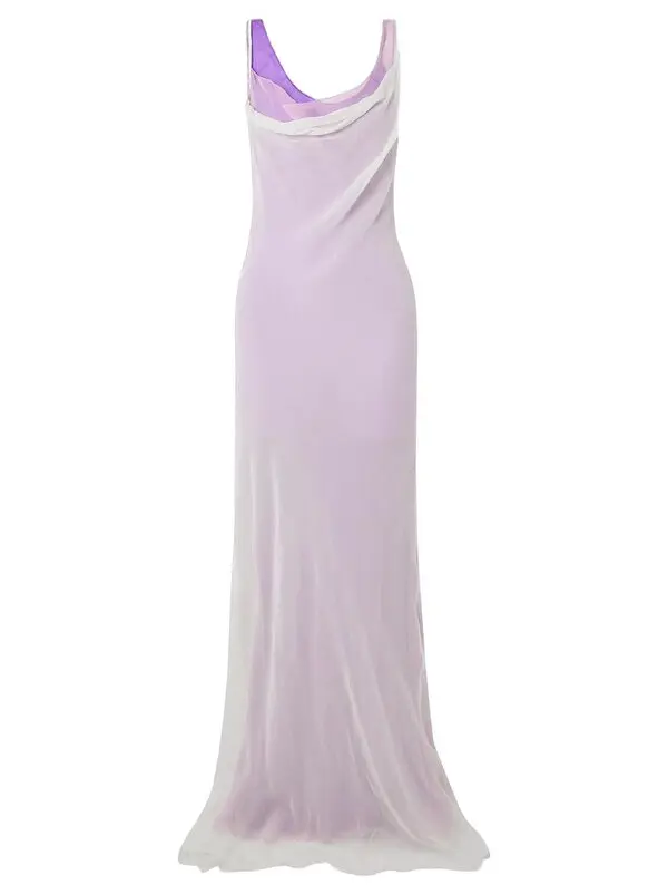 Christopher Esber Cowl Layered Draped Silk-georgette Maxi Dress - Violet