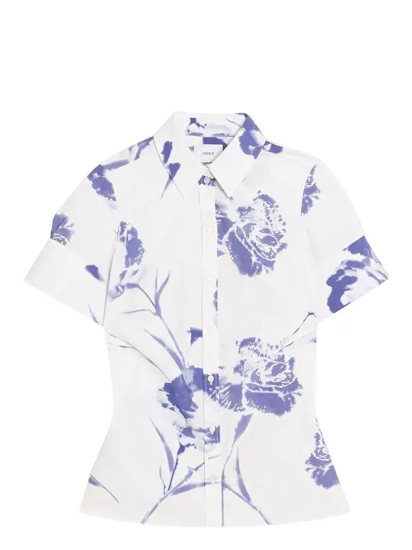 Erdem Floral-print Cotton-poplin Shirt - White