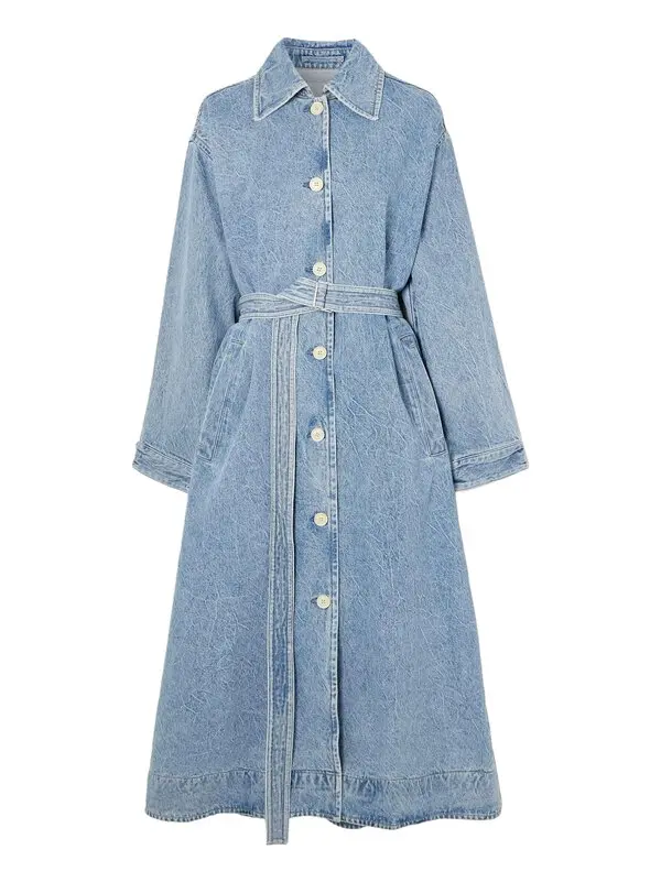 AGOLDE X Maria Mcmanus Oversized Denim Trench Coat - Mid Denim