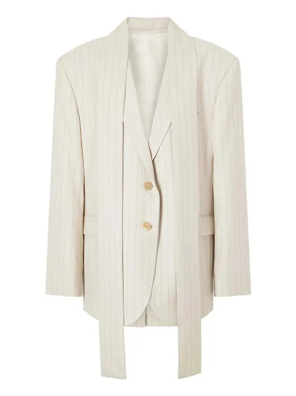 Acne Studios Single-breasted Pinstriped Wool Blazer - Cream