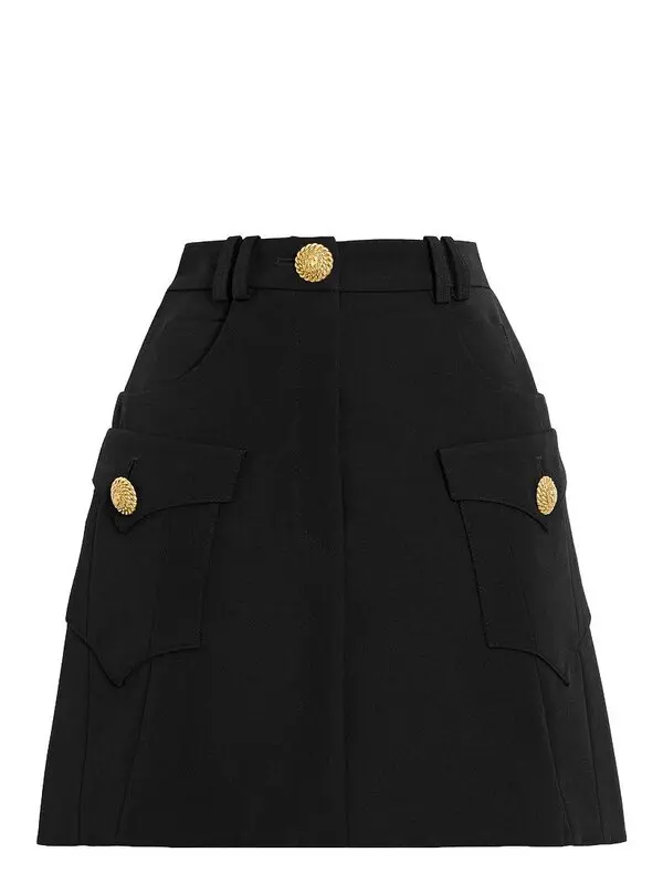 Balmain Wool-crepe Mini Skirt - Black