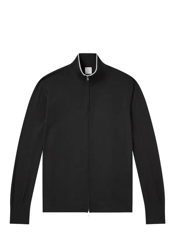 Eleventy Wool Zip-up Cardigan - Black