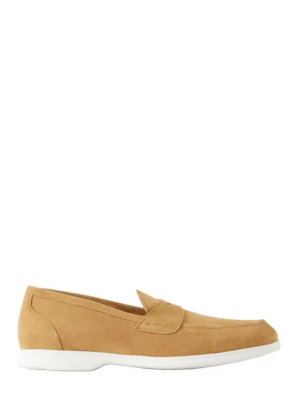 Kiton Suede Penny Loafers - Neutrals