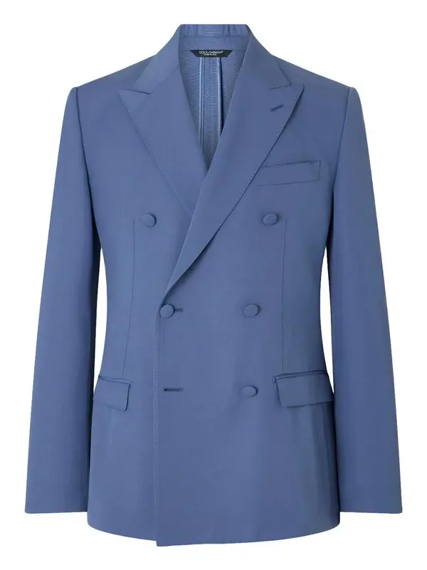 Dolce & Gabbana Double-breasted Wool Blazer - Blue