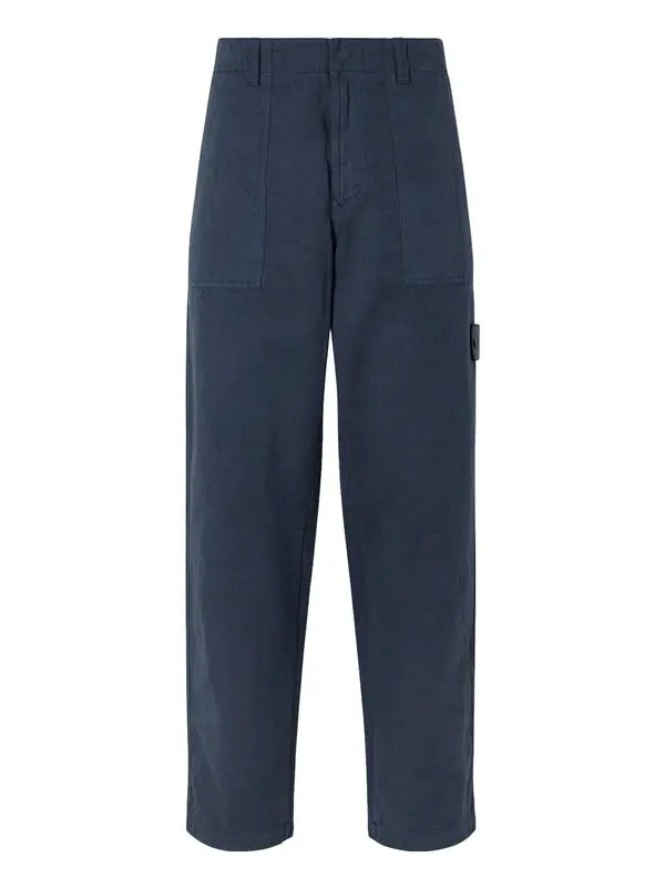 Stone Island Ghost Straight-leg Linen Trousers - Blue