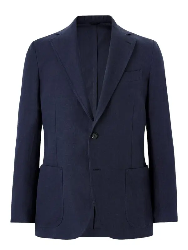 DE PETRILLO Linen Single-breasted Blazer - Blue