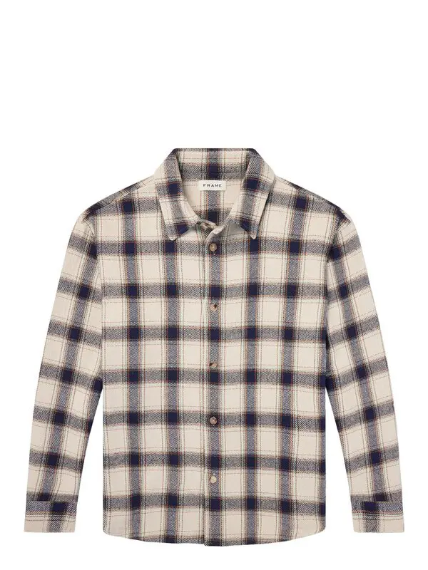 FRAME Checked Cotton-blend Flannel Overshirt - Neutrals