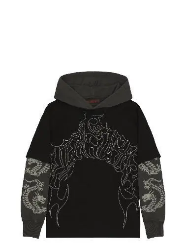 PLEASURES Dragon Layered Hoodie - Faded Black