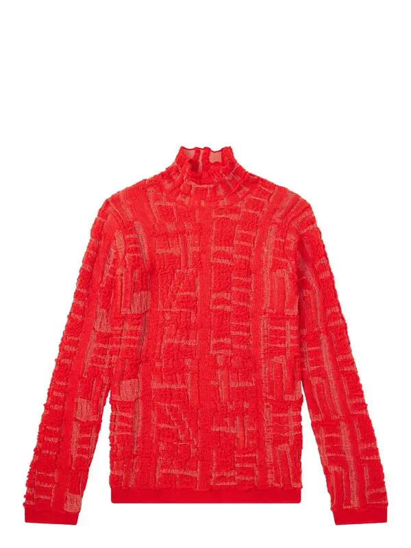 MAISON MARGIELA Distressed Wool-blend Mock-neck Sweater - Red