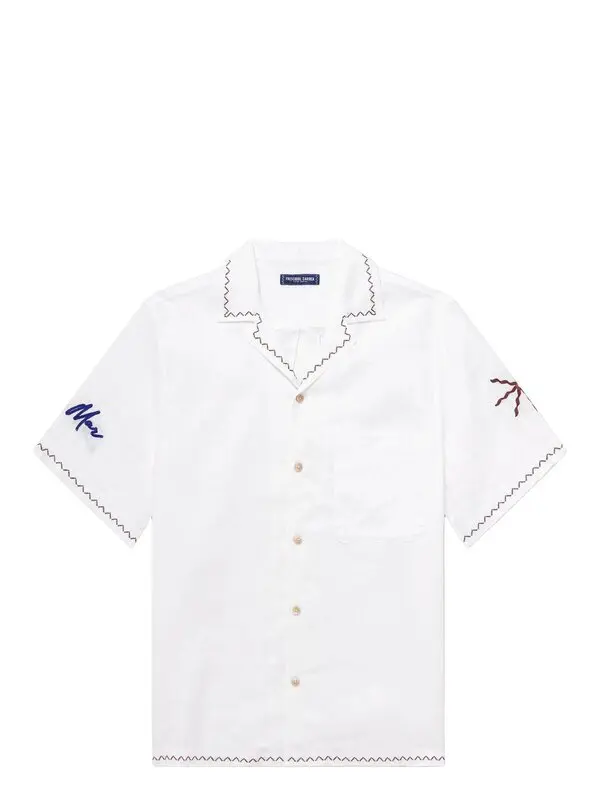 Frescobol Carioca Alves Embroidered Linen Shirt - White