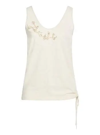 Fendi Top With Appliqués And Drawstring Hem - Beige