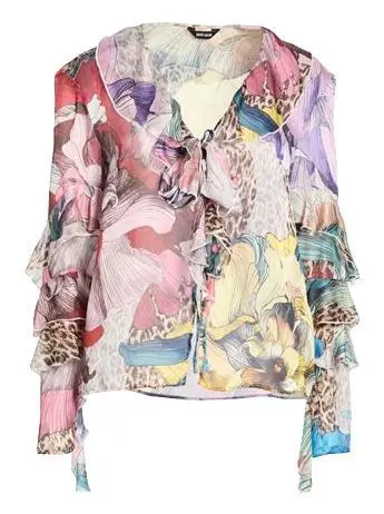 Just Cavalli Floral-print Satin Top - Purple
