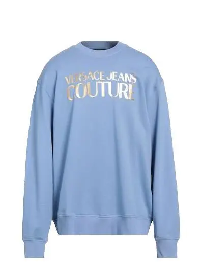 Versace Cotton Elastane Sweatshirt With Metallic Logo - Blue